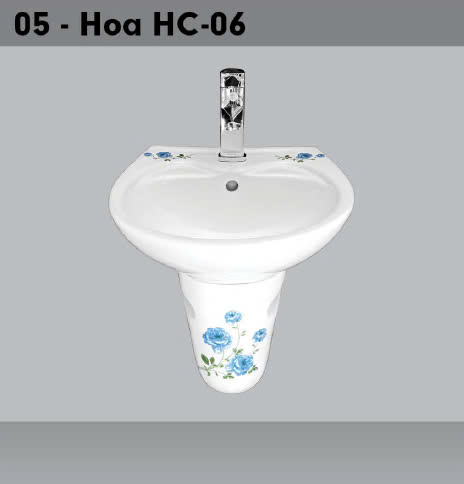 Chậu (LAVABO) chân treo có hoa Hảo Cảnh 08 - Hoa HC-11 | NPP đèn led, thiết bị điện, vật tư nước ...